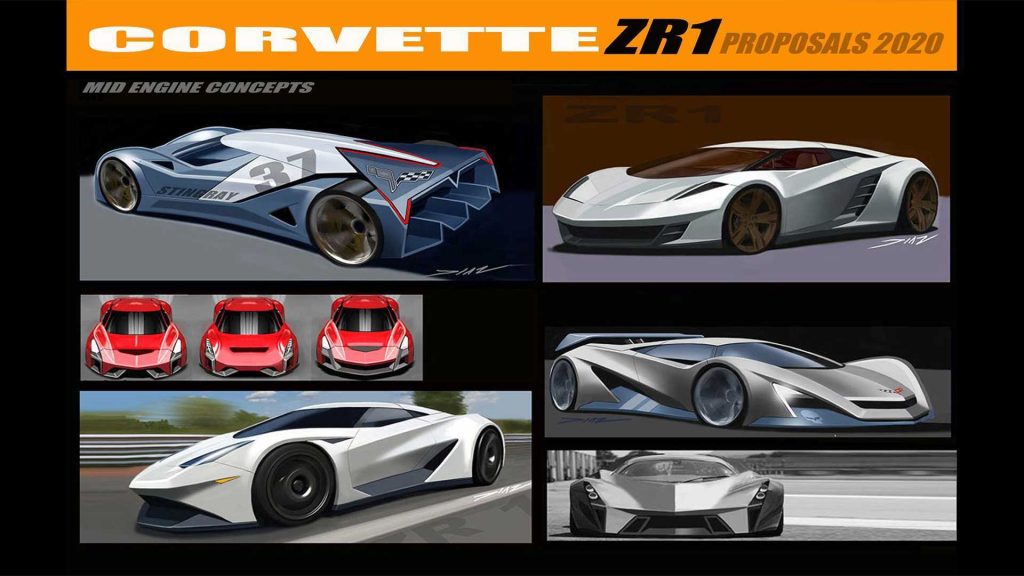 The Corvette's Mid-Engine Design Sketches from the Early Years Show a ...